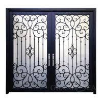 China French Luxury Wholesale Security Entrance Exterior Front  Garage Wrought Iron Door with Double Door Design for sale