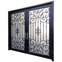 China French Luxury Wholesale Security Entrance Exterior Front  Garage Wrought Iron Door with Double Door Design for sale