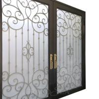 China French Luxury Wholesale Security Entrance Exterior Front  Garage Wrought Iron Door with Double Door Design for sale