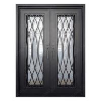 China China Patio Single Pocket Double Door Main House Entry Entrance  Wrought Iron Door with Elegant Decorative Design for sale