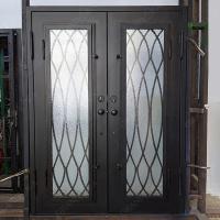 China China Patio Single Pocket Double Door Main House Entry Entrance  Wrought Iron Door with Elegant Decorative Design for sale