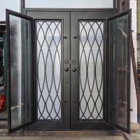 China China Patio Single Pocket Double Door Main House Entry Entrance  Wrought Iron Door with Elegant Decorative Design for sale