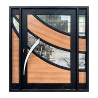 China Modern Screen Custom Arches Top Exterior Front Double Entry Iron Glass Door  Villa Front Entry Iron Pivot Door for sale