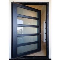 China Modern Screen Custom Arches Top Exterior Front Double Entry Iron Glass Door  Villa Front Entry Iron Pivot Door for sale