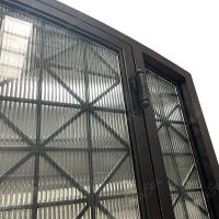 China American Style Luxury Front Entry Reed Glass Black Hand Crafted Iron Doors Entrance Wrought for sale