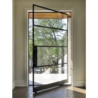 China Modern Villa Residential Main Entrance Exterior Glass Steel Wrought Iron Pivot Doors Front Entry Doors for sale