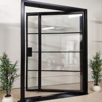 China Modern Villa Residential Main Entrance Exterior Glass Steel Wrought Iron Pivot Doors Front Entry Doors for sale