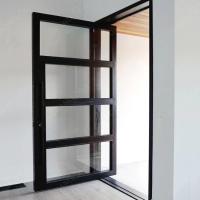 China Modern Villa Residential Main Entrance Exterior Glass Steel Wrought Iron Pivot Doors Front Entry Doors for sale
