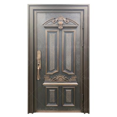 China Guatemala Carved Design Cast Aluminum Low Price High Quality Main Front Security Steel Door for Commercial Buildings for sale