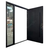 China Invisible Hinge Aluminum  Glass Pivot Door American Style Entrance Door Security Door for sale