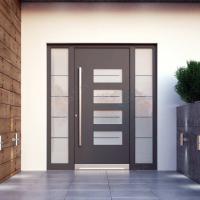 China Modern American Luxury Black House Main Exterior Security Stainless Steel Front Entry Doors With Smart Lock for sale