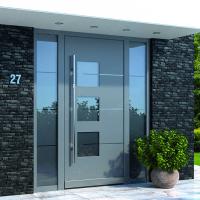 China Modern American Luxury Black House Main Exterior Security Stainless Steel Front Entry Doors With Smart Lock for sale