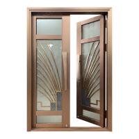 China Luxury Golden Color Fashion Hotel Main Entrance Design Security Anti- Rust 304 Double Stainless Steel Entry Door for sale