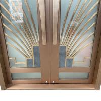 China Luxury Golden Color Fashion Hotel Main Entrance Design Security Anti- Rust 304 Double Stainless Steel Entry Door for sale