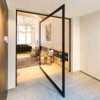 China Modern Large Front Commercial Main Entrance Pivot Door Interior Low-E Glass Single Exterior Entry Aluminium Glass Pivot Doors for sale