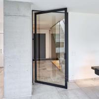 China Modern Large Front Commercial Main Entrance Pivot Door Interior Low-E Glass Single Exterior Entry Aluminium Glass Pivot Doors for sale