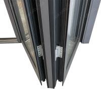 China 10 Year Warranty Wholesale Exterior Patio Grey Black Folding Aluminum Frame Glass 2+2 Open Bi Fold Door in China for sale