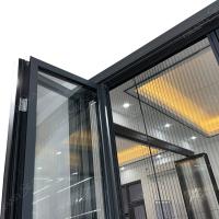 China 10 Year Warranty Wholesale Exterior Patio Grey Black Folding Aluminum Frame Glass 2+2 Open Bi Fold Door in China for sale