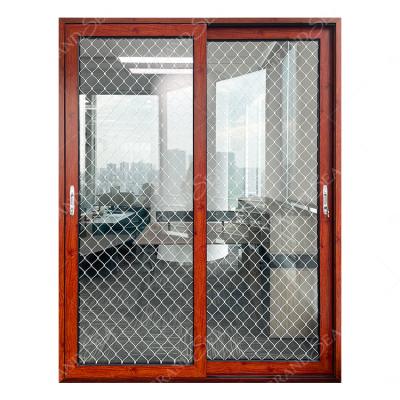 China Grandsea Factory Direct High Quality Porte Wooden Grain Waterproof External Aluminum Sliding Double Tempered Glass Doors for sale