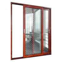 China Grandsea Factory Direct High Quality Porte Wooden Grain Waterproof External Aluminum Sliding Double Tempered Glass Doors for sale