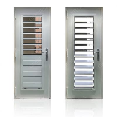 China White Aluminum Framed Storm Aluminium Swing Door Exterior Glass Louver Door Designs for Caribbean Villa House for sale