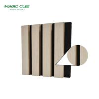 China Melamine Finish Wooden Slats Wall Polyester Sound Insulation Board Panel Acoustic Slat for sale