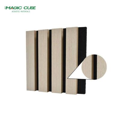 China Melamine Finish Wooden Slats Wall Polyester Sound Insulation Board Panel Acoustic Slat for sale