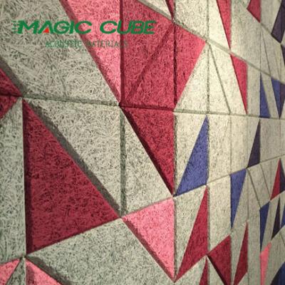 China 600*2400mm Superior Standard Geometric Rectangle Colored Wood Wool Panel Ceiling Acoustic Panel for sale