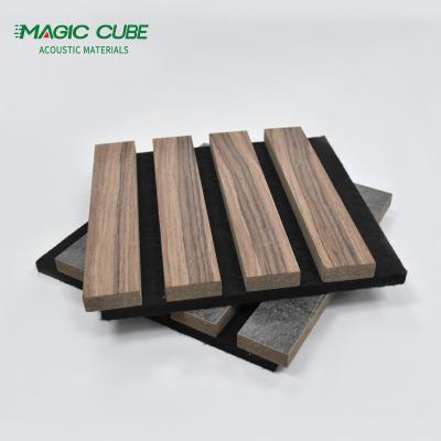 China Customized Veneer Wood Slat Acoustic Panels Lightweight With Pet Felt Blacking for sale