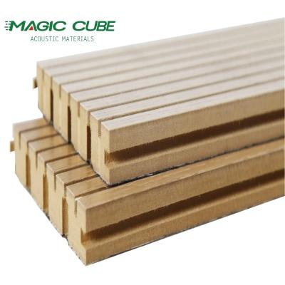 China 28-4 Pattern Melamine Grooved MDF Wood Panels for Effective Home Theater Soundproofing for sale