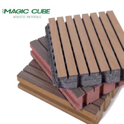 China 18mm Thickness Grooved Acoustic Slat Wood Panels Customized For Theaters for sale