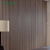 China 18mm MDF 9mm PET Walnut Slat Wall Panel Eco Friendly for Office Building for sale
