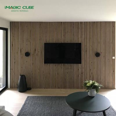 China MDF Polyester Akupanel Slatted Wood Acoustic Panels for Wall Decoration Soundproofing for sale