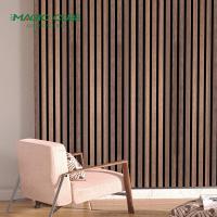 China 2400*600*21 mm Standard Size Wooden Slats Polyester Fiber Decorative Panel for Bedroom for sale
