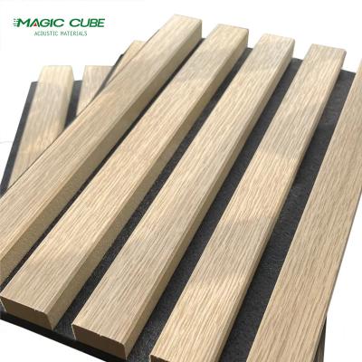 China 9mm/12mm Polyester Acoustic Wooden Slats Soundproof Room Panels with Melamine Finish for sale