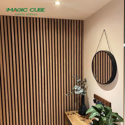 China Standard Size 2400*600*21 mm Wall Wood MDF PET Acoustic Panel for Interior Decoration for sale