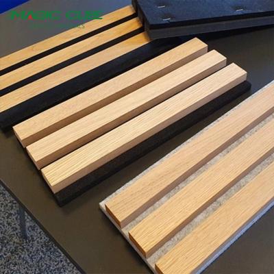 China Oak MDF Wood Polyester Felt Acoustic Wall Sound Insulation Panel with Melamine Finish for sale