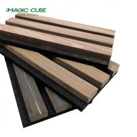 China Bedroom Decorative Acoustic Slat Wood Wall Panels with MDF 27mm Pattern Sound Absorb for sale