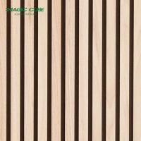 China 21mm Thick Acupanel Walnut Wood Slat Wall Panel With Black Acoustic Tissue Behind for sale