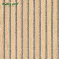 China 21mm Thick Acupanel Walnut Wood Slat Wall Panel With Black Acoustic Tissue Behind for sale