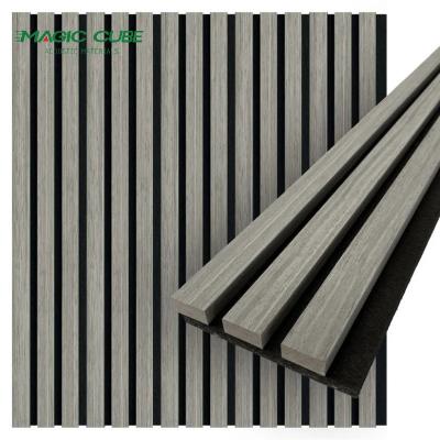 China Office Wood Veneer MDF Slat Panel With Good Quality Pet Acupanel Acoustic for sale