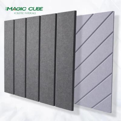 China Colourful Sound Absorption Akupanel Polyester Fiber Acoustic Panel With Grooves for sale