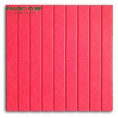 China Grooving Polyester Wall Panels 12mm Polyester Fiber Acoustic Panel with Fire-rated for sale
