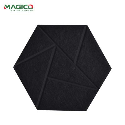 China Self-Adhesive Hexagon Polyester Fiber Acoustic Panels Easy Cutting Black Wall Panels for sale