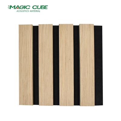 China Veneer Finish Decorative Sound Absorbing Akupanel Wood Slatted Acoustic Panel 9mm/12mm for sale