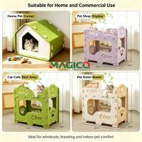China Blue Four-Compartment Grid Cabinet Cat House With Paw Pass-Through For Multi-Cat Families for sale