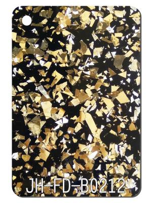 China 1.2g/Cm3 Gold Black Chunky Glitter Acrylic Sheet 1040x620mm for sale