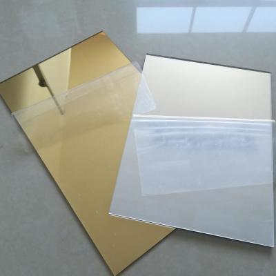 China 6mm Gold Silver Mirror Cast Acrylic Plastic Sheet Home Furniture Decor Unbreakable for sale