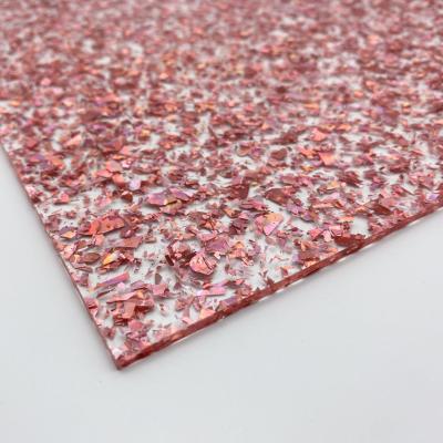 China 1/8'' Rose Gold Glitter Cast Acrylic Sheet Laser Cut DIY Crafts Home Furniture for sale