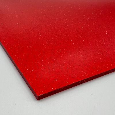 China Cherry Red Candy Color Glitter Acrylic Sheets 3mm Thickness for sale